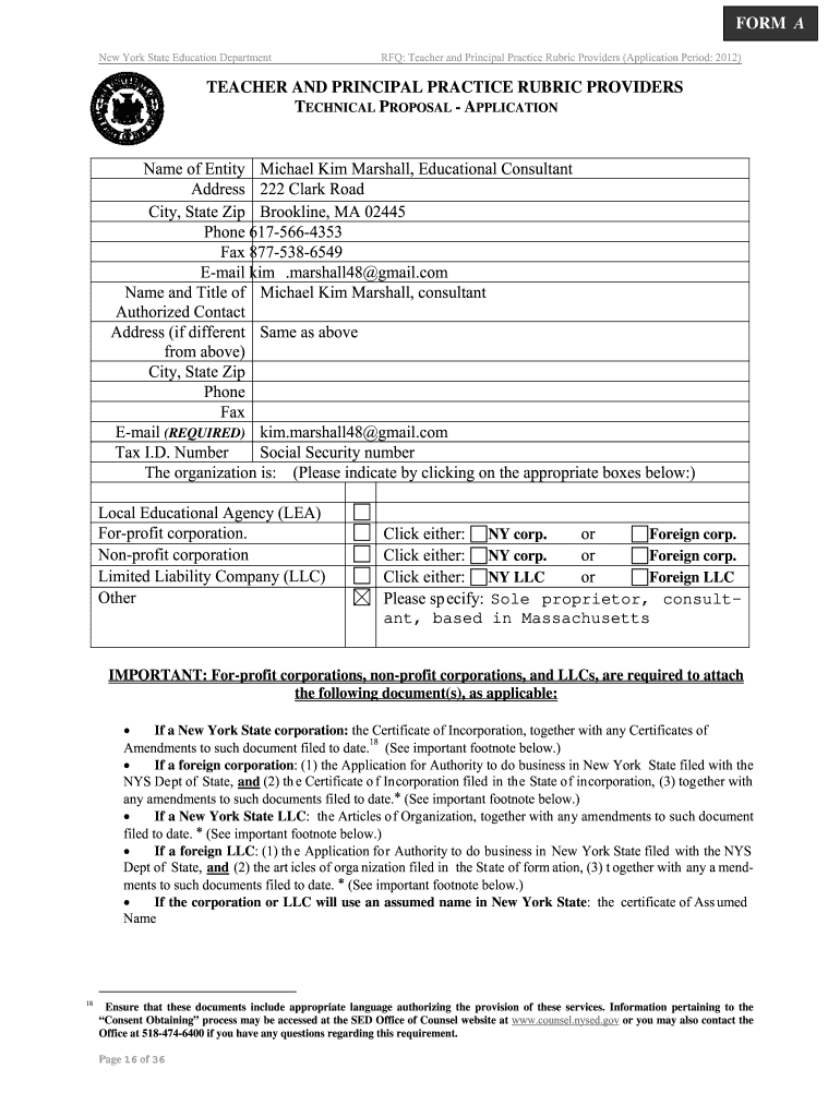 Fillable Online Marshall's Teacher Evaluation Rubric 2012 Application ...