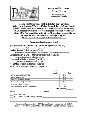 Fillable Online Auction Raffle Ticket Order Form Fax Email Print ...