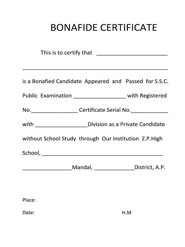 Bonafied - Fill Online, Printable, Fillable, Blank | pdfFiller