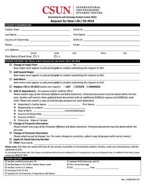 Fillable Online Request for New I-20 / DS-2019 Fax Email Print - pdfFiller