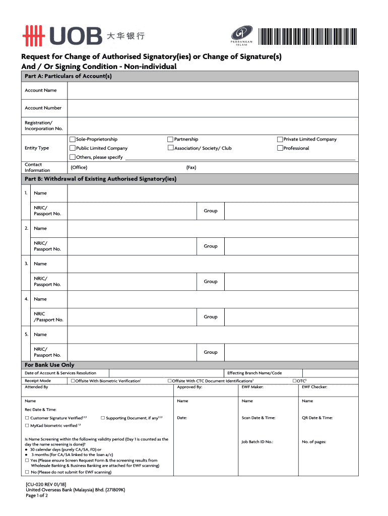 Fillable Online Fillable Online UOB : Business Banking Application ...