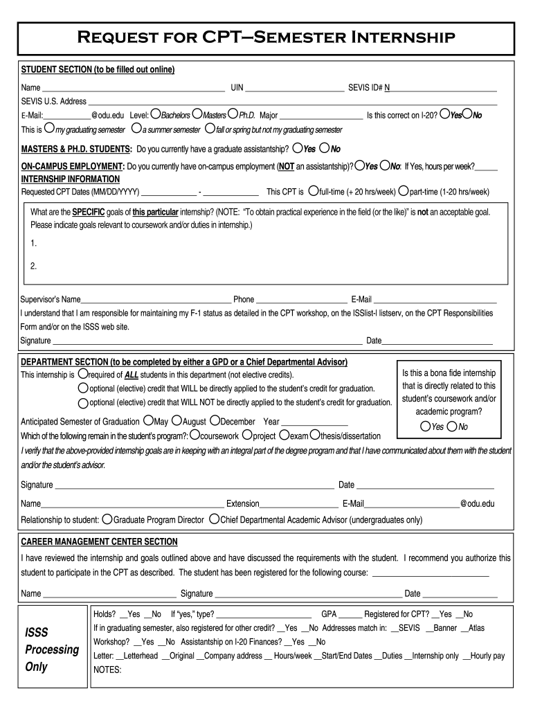 Fillable Online CPT Request Form-CPT Responsibilities Form Fax Email ...
