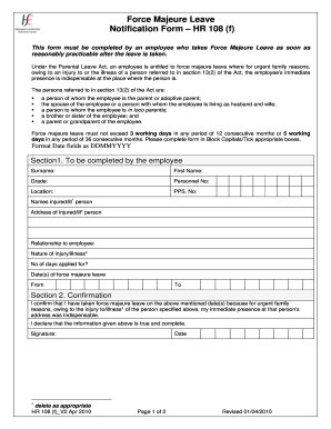 Fillable Online FORCE MAJEURE LEAVE REQUEST FORM Fax Email Print ...