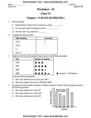 Data Handling Class 6 Worksheet - Fill Online, Printable, Fillable ...