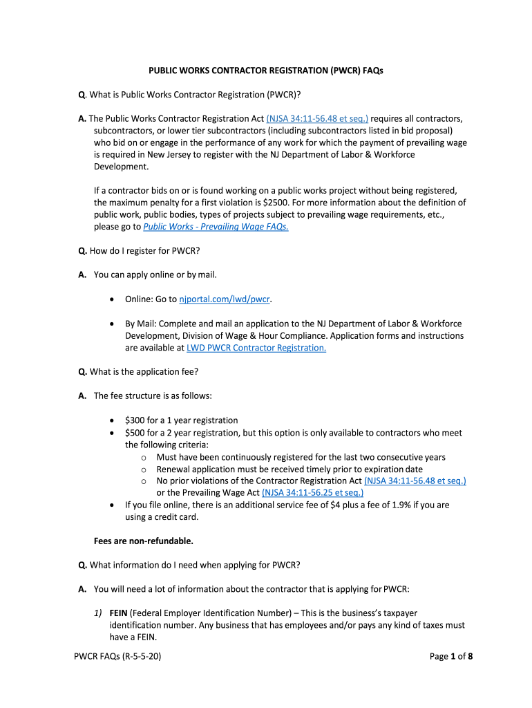 Fillable Online New Jersey Public Works Contractor Registration Service ...