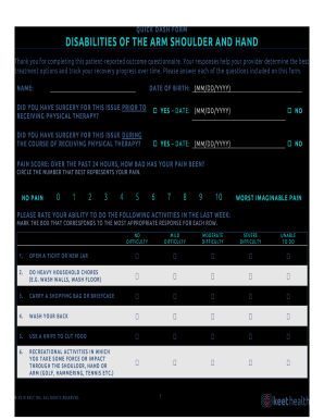 Fillable Online The Disabilities of the Arm, Shoulder and Hand (DASH ...