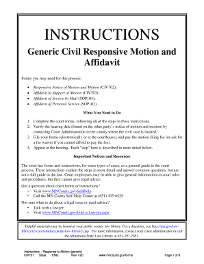 Fillable Online Instructions Responsive Generic Civil Motion and ...