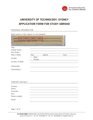 Fillable Online APPLICATION FORM FOR STUDY ABROAD Fax Email Print ...