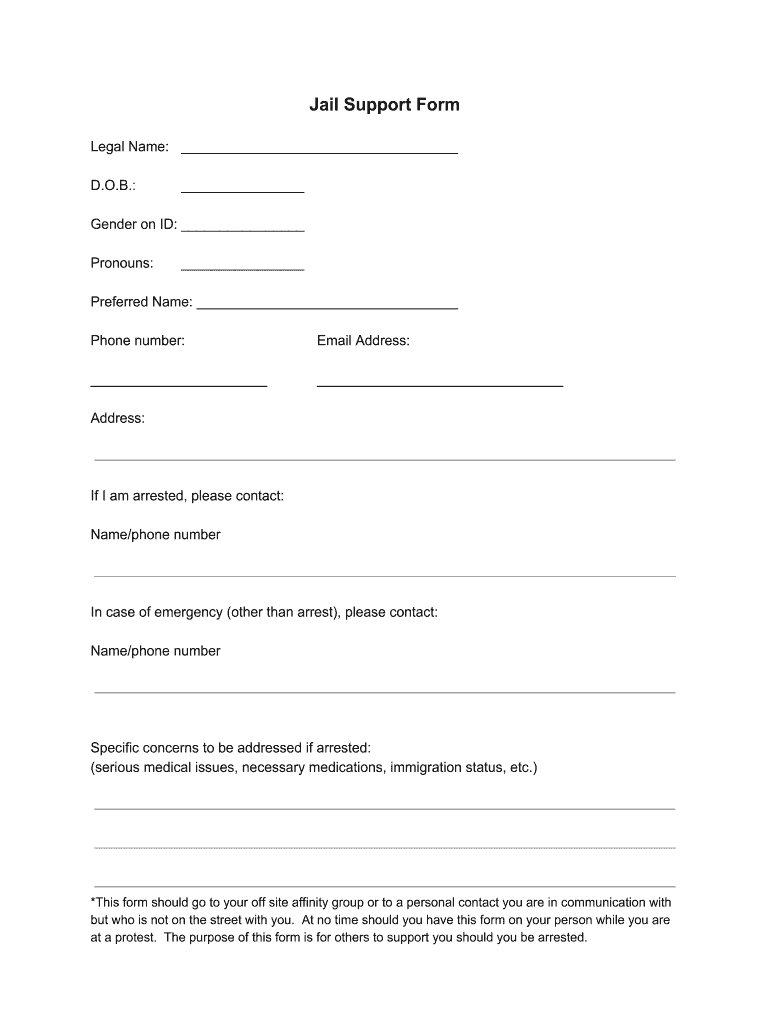 Jail Support Form - Greenpeace - Fill and Sign Printable Template ...