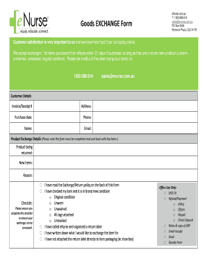 Fillable Online Goods EXCHANGE Form Fax Email Print - pdfFiller