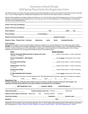 Fillable Online 2018 Spring Fling Family Day Registration Form Fax ...