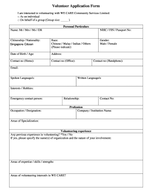 Online Volunteer Application Form | pdfFiller
