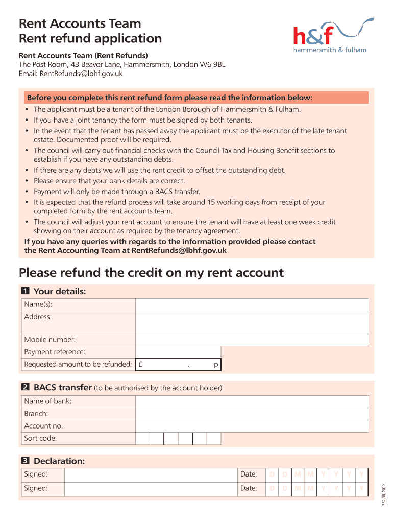 Rent Refund Form - Fill Online, Printable, Fillable, Blank | pdfFiller