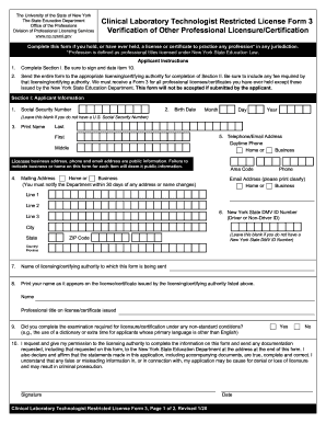Fillable Online Clinical Laboratory Technologist Resitrcted License ...