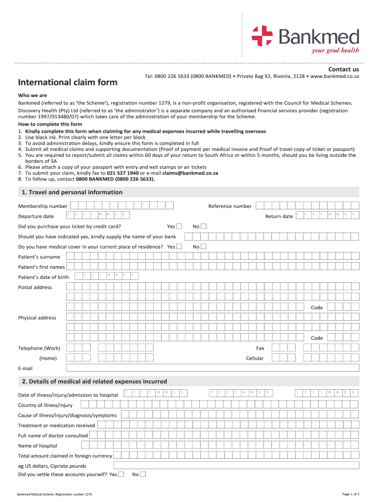 Fillable Online Bankmed (referred to as the Scheme), registration ...