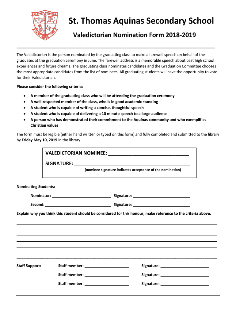 Fillable Online St. Thomas Aquinas Secondary School Fax Email Print - pdfFiller