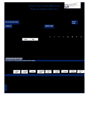 Fillable Online School Year Literacy/Numeracy Program Registration Form ...