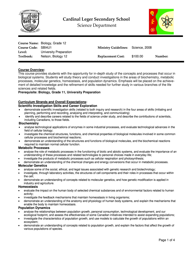 Fillable Online Biology, Grade 12 Fax Email Print - pdfFiller