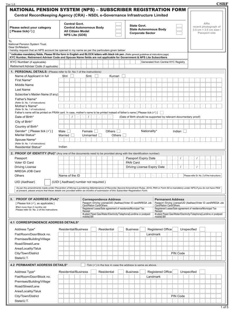 Nps Application Form Pdf Download National Pension System Form Nps Application Form Pdf Download National Pension System Form