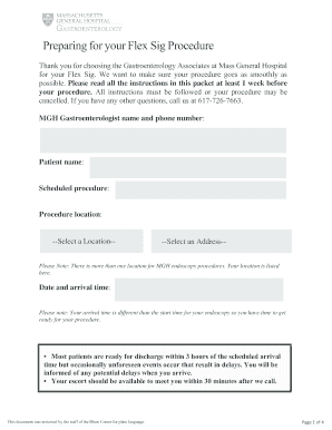 Fillable Online Preparing for your Flex Sig Procedure Fax Email Print ...