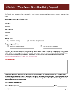 Fillable Online HiringDirect Hire Work Order Form Fax Email Print ...