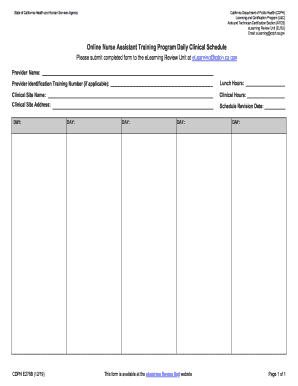 Online NATP Daily Clinical Schedule. CDPH E276 B - Fill and Sign ...