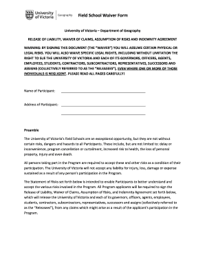 Fillable Online Field School Waiver Form Fax Email Print - pdfFiller