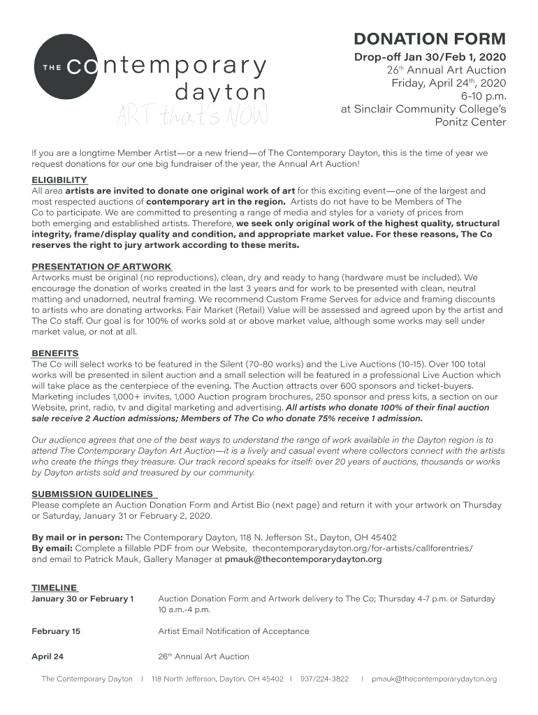 Fillable Online Sample Auction Donation Form - Charity Fundraising Fax ...