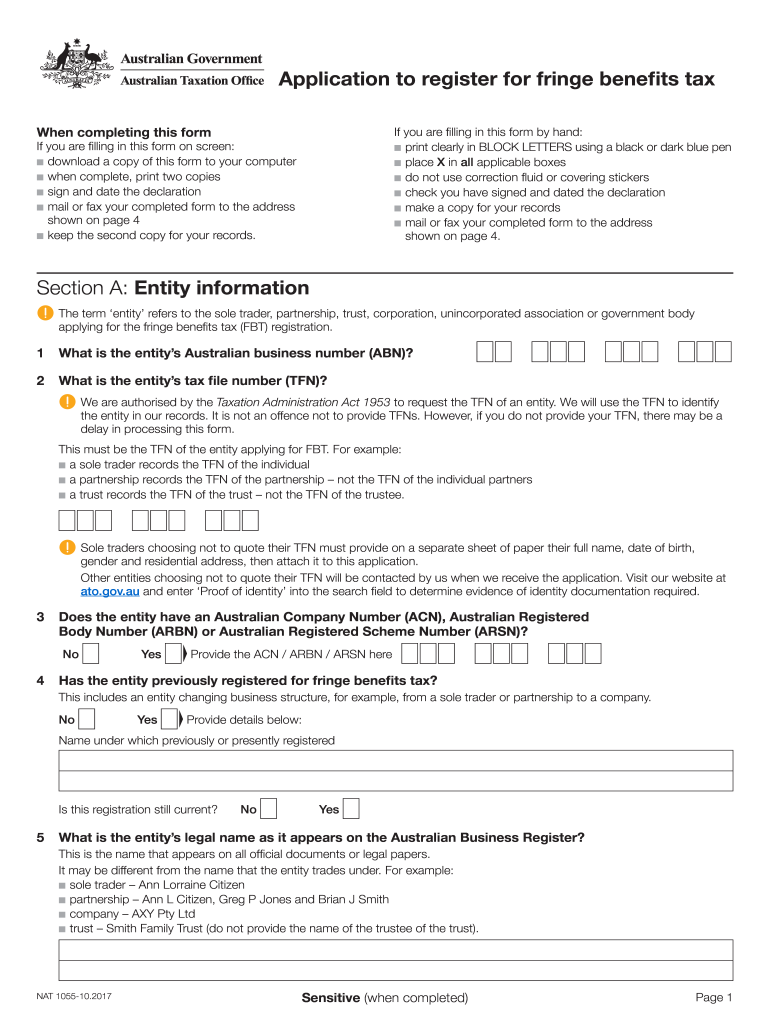 Fillable Online Application to register for fringe benefits tax Fax ...