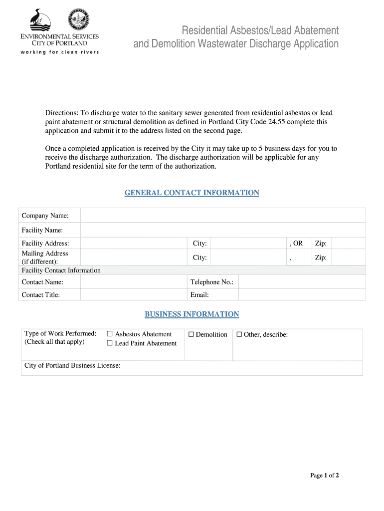 Fillable Online Residential Asbestos Abatement and Demolition Application Fax Email Print ...