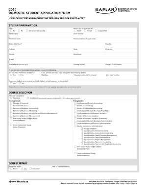 Fillable Online Domestic Student Application Form - Document Fax Email Print - pdfFiller
