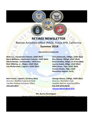 Fillable Online RETIREE NEWSLETTER VOLUNTEER COUNSELORS. Rosemary ...