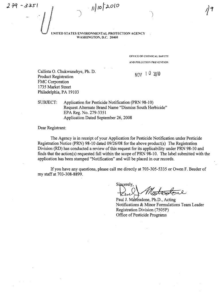 Fillable Online U.S. EPA, Pesticides, Label, F7119 TURF AND IVM ...