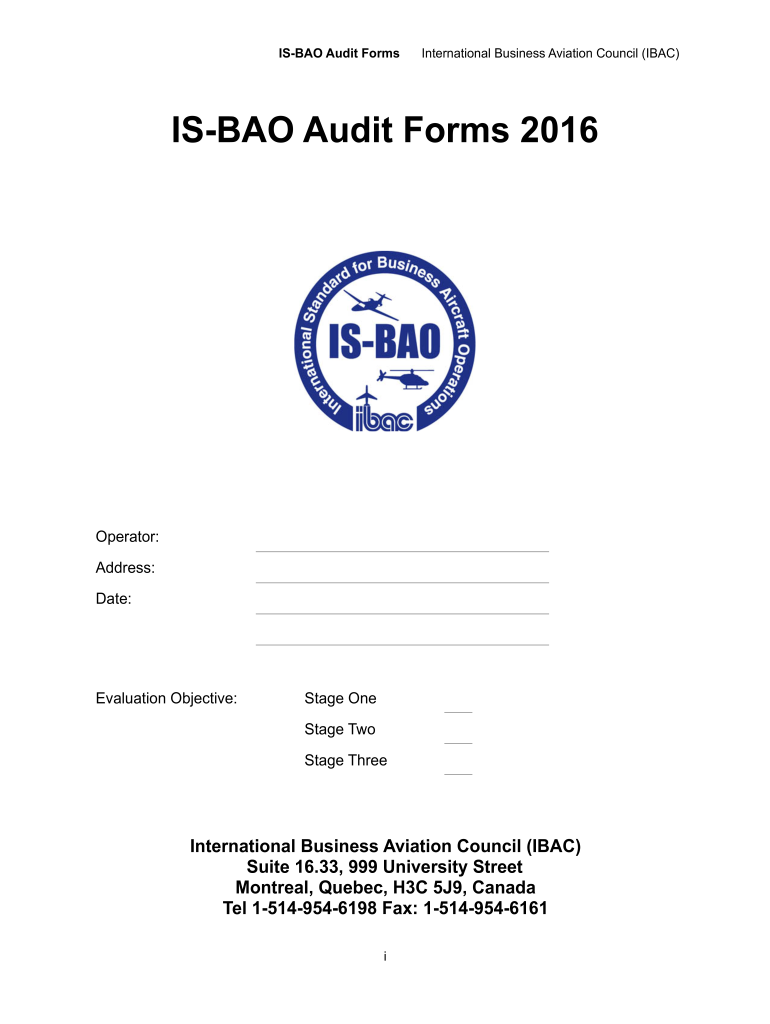 Fillable Online 2016-IS-BAO-Audit-Forms Fax Email Print - pdfFiller