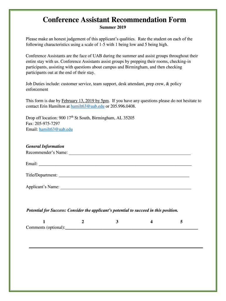 Fillable Online Please make an honest judgement of this applicants ...