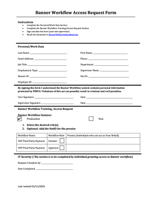 Fillable Online Banner Workflow Access Request Form Fax Email Print - pdfFiller