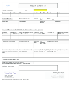 Fillable Online Project Data Sheet - Albarrie Fax Email Print - pdfFiller