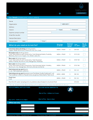 Fillable Online Application for Water Testing Fax Email Print - pdfFiller