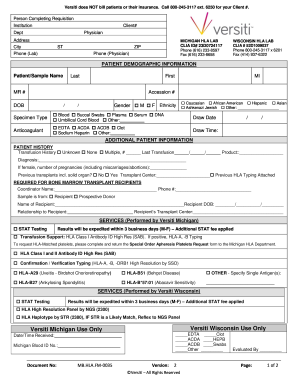 Fillable Online Human Leukocyte Antigen Testing HLA Request Form v2 Fax ...