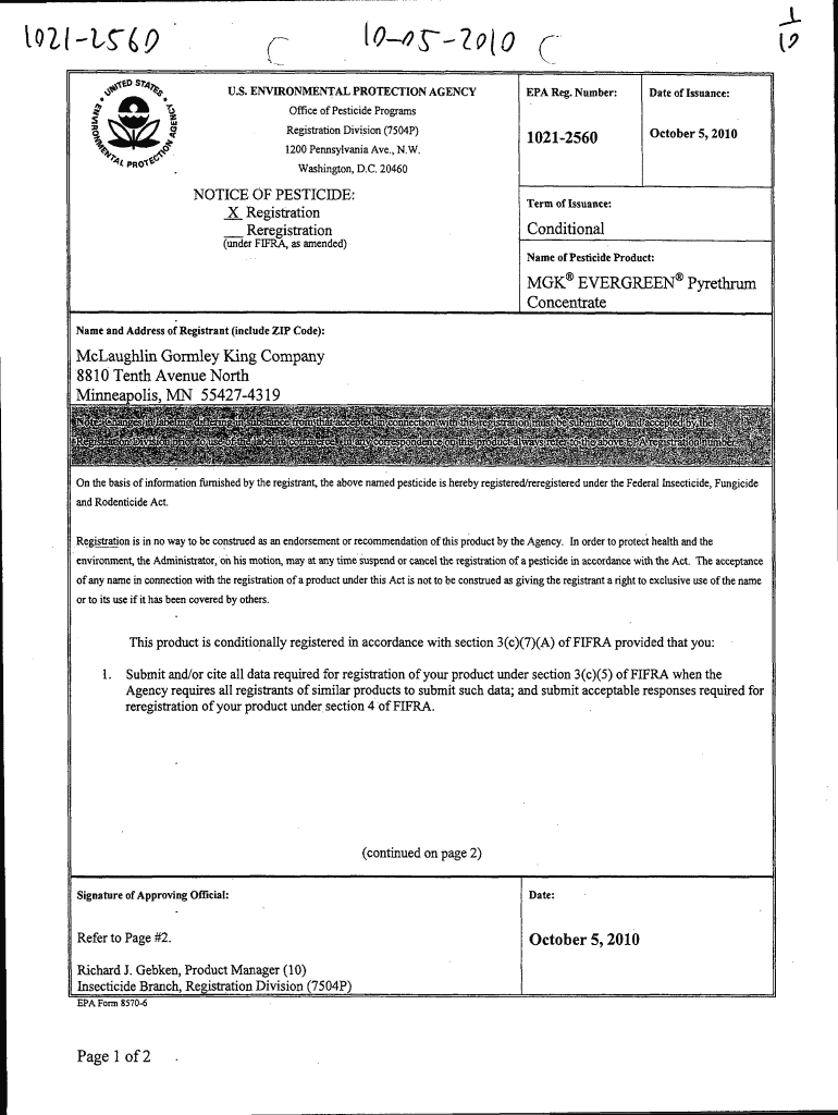 Fillable Online U.S. EPA, Pesticides, Label, EVERGREEN PYRETHRUM ...