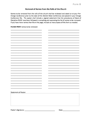 Fillable Online Removal of Names from the Rolls of the Church Fax Email ...