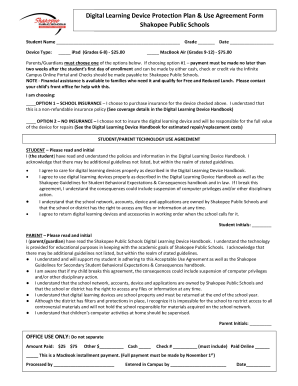 Fillable Online Digital Learning Device Protection Plan & Use Agreement ...