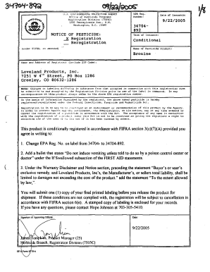 Fillable Online U.S. EPA, Pesticide Product Label, BROZINE, 09/22/2005 ...
