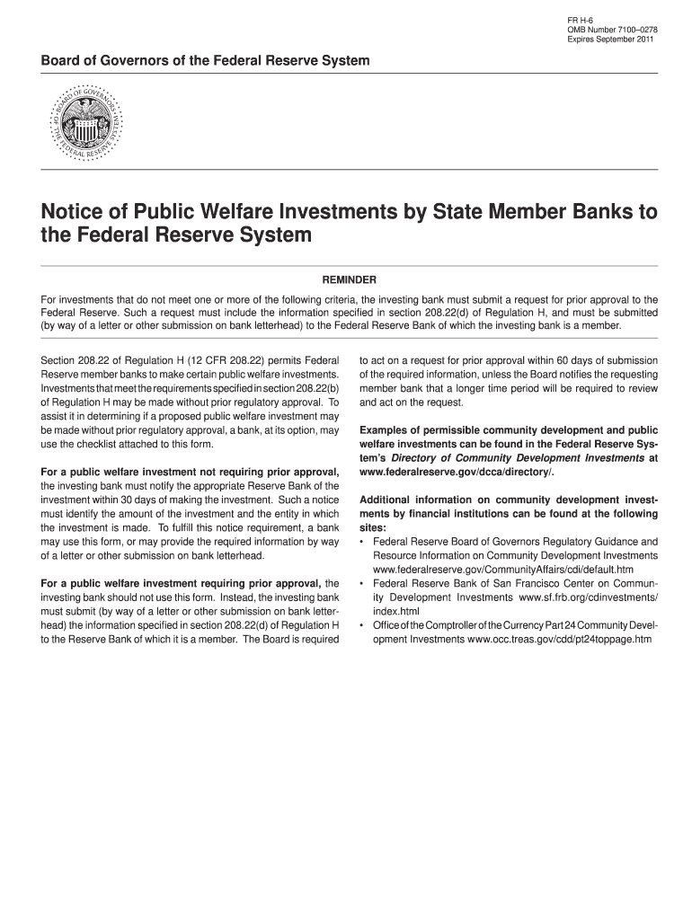 Fillable Online FRB: Report Forms, FRH-6 - Federal Reserve Fax Email ...