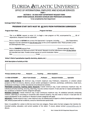 Fillable Online PART 1: DS-2019 HOST DEPARTMENT REQUEST FORM Fax Email ...
