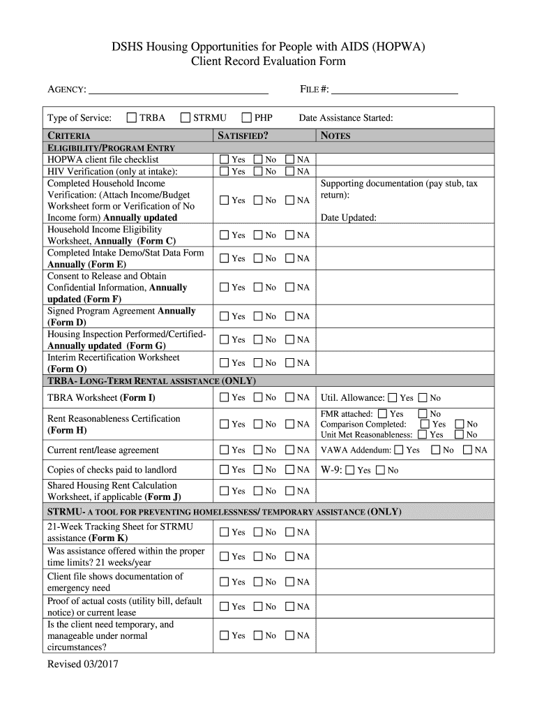 Fillable Online CLIENT RECORD EVALUATION FORM Fax Email Print - pdfFiller