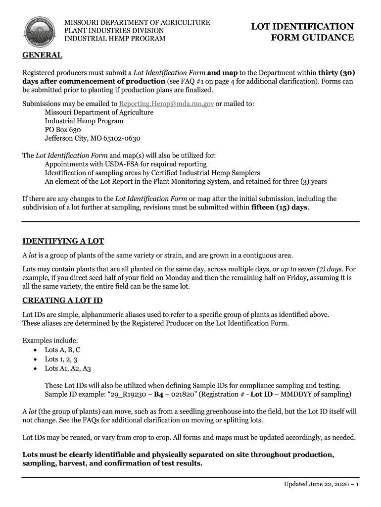 Fillable Online LOT IDENTIFICATION FORM GUIDANCE Fax Email Print ...
