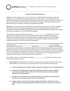 Fillable Online Temporary Remote Work Agreement Fax Email Print - pdfFiller