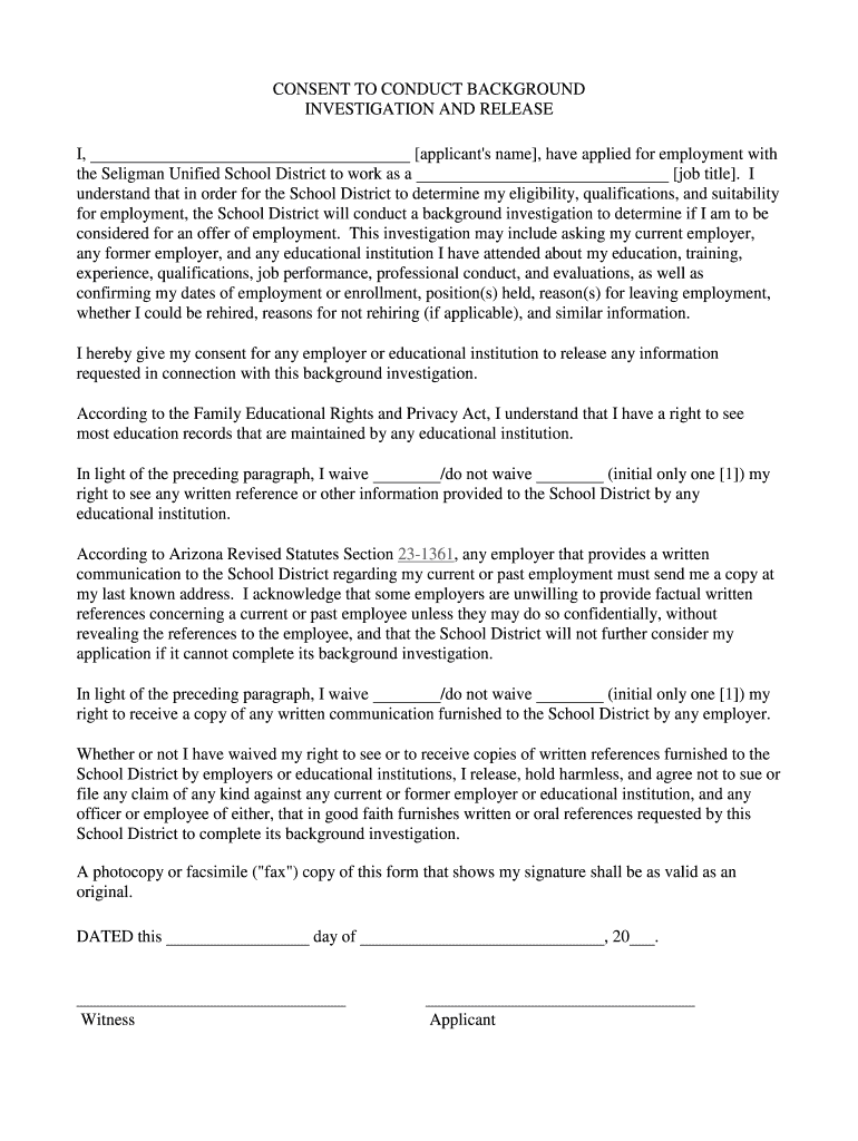 Fillable Online CONSENT TO CONDUCT BACKGROUND Fax Email Print - pdfFiller