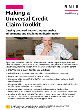 Fillable Online Making a Universal Credit Claim Toolkit Fax Email Print ...